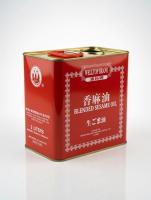 China Premium Blended Sesame Oil in Red Square Metal Tin Can Premium High-End Edible Oil Iron Can 2L Edible Oil Olive Oil for sale