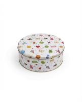 China DADI Colorful Candy Print Round Metal Tin Box White Premium Food Safe Storage Container Perfect for Gifts for sale