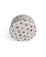 China DADI Colorful Candy Print Round Metal Tin Box White Premium Food Safe Storage Container Perfect for Gifts for sale