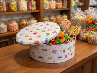 China DADI Colorful Candy Print Round Metal Tin Box White Premium Food Safe Storage Container Perfect for Gifts for sale