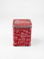 China Christmas Red Square Tin Box Square Metal Container for Candies, Cookies & Holiday Gifts for sale