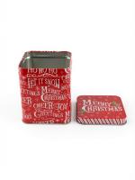 China Christmas Red Square Tin Box Square Metal Container for Candies, Cookies & Holiday Gifts for sale