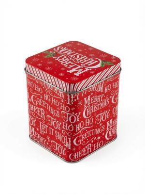 China Christmas Red Square Tin Box Square Metal Container for Candies, Cookies & Holiday Gifts for sale
