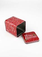 China Christmas Red Square Tin Box Square Metal Container for Candies, Cookies & Holiday Gifts for sale
