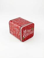 China Christmas Red Square Tin Box Square Metal Container for Candies, Cookies & Holiday Gifts for sale