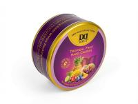 China DADI Tropical Fruit Hard Candies - Premium Round Metal Tin Gift Box with Assorted Fruit Flavors for sale