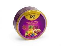 China DADI Tropical Fruit Hard Candies - Premium Round Metal Tin Gift Box with Assorted Fruit Flavors for sale