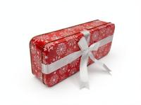 China Premium Christmas Tin Box - Red Snowflake Design with Luxury White Bow, Perfect Holiday Gift Metal Packaging Container for sale