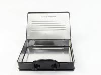 China Black Portable Metal Briefcase Tin Box with Handle - Vintage Storage Case for Stationery Candy Cookies Gifts Collectibles Toy for sale