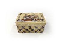 China Vintage Yellow Metal Tin Box with Custom Logo Printing - Rectangular Storage Tin for Gifts and Collectibles for sale