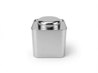 China Square Silver Metal Tea Tin Can with Round Lid - Premium Loose Leaf Tea Storage, Chocolate, Matcha Powder, Candy, Coffee for sale