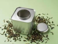 China Square Silver Metal Tea Tin Can with Round Lid - Premium Loose Leaf Tea Storage, Chocolate, Matcha Powder, Candy, Coffee for sale