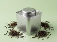 China Square Silver Metal Tea Tin Can with Round Lid - Premium Loose Leaf Tea Storage, Chocolate, Matcha Powder, Candy, Coffee for sale