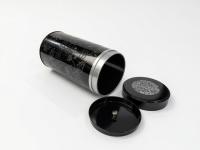 China Black Embossing Cylindrical Metal Coffee Tin Can with Lid Outside and Inside - Premium Storage for Coffee Bean, Powder, Candy for sale