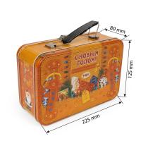 China Dadi Customized Portable Metal Lunchbox Tin with Handle and Latch Premium Suitcase-Style Storage Box for Cookies Candies Gifts for sale