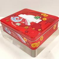 China DADI Cookie Tin Box with Embossed and Curved Surface Printing Glossy Finish Tinplate Metal for sale