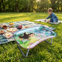 China DADI  Custom Printing Food Grade Metal Tin Tray with Foldable Stand for Children for sale