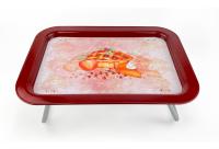 China Metal Lap Desk with Foldable Legs and Brownish Red Finish - 17x12 Inches Tray Table for Serving and Working for sale