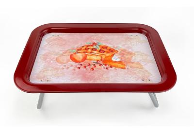 China Metal Lap Desk with Foldable Legs and Brownish Red Finish - 17x12 Inches Tray Table for Serving and Working for sale