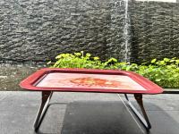 China Metal Lap Desk with Foldable Legs and Brownish Red Finish - 17x12 Inches Tray Table for Serving and Working for sale
