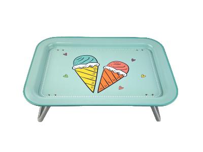 China Metal Lap Desk with Foldable Legs and Ice Cream Pattern - 17x12 Inches TV Bed Lap Tray for sale