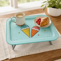 China Metal Lap Desk with Foldable Legs and Ice Cream Pattern - 17x12 Inches TV Bed Lap Tray for sale