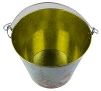 China Christmas Metal Ice Bucket With Handle, Light Blue, Tin Bucket, Holiday Decoration for sale