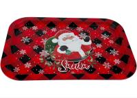 China Christmas Metal Serving Tray, Santa Claus Design, Festive Holiday Tray, Red, Tinplate, Holiday Decoration for sale