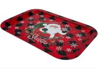 China Christmas Metal Serving Tray, Santa Claus Design, Festive Holiday Tray, Red, Tinplate, Holiday Decoration for sale