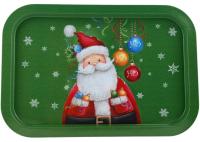 China Christmas Metal Serving Tray, Festive Decorative Tray, Grass Green, Tinplate Tray, Ideal For Parties, Dinners, And Holiday Gatherings for sale