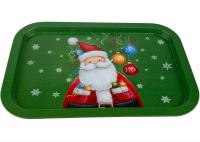 China Christmas Metal Serving Tray, Festive Decorative Tray, Grass Green, Tinplate Tray, Ideal For Parties, Dinners, And Holiday Gatherings for sale