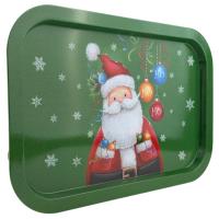 China Christmas Metal Serving Tray, Festive Decorative Tray, Grass Green, Tinplate Tray, Ideal For Parties, Dinners, And Holiday Gatherings for sale