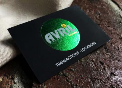 China Hot Stamping Green Foil Business Card On Velvet Paper for sale