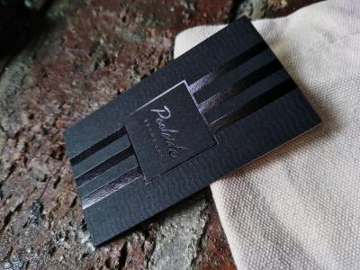 China Debossed Hot Stamping Premium Name Card , Professional Black Foil Business Cards for sale