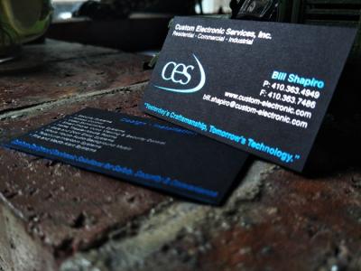 China Black Custom Foil Stamped Business Cards With Blue Foil And Silver Foil for sale