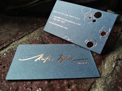 China Rose Gold Foil Stamped Business Card  Delicate Copper Foil Hot Stamped Name Card for sale
