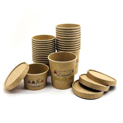 China Quantity Fast Delivery Kraft Paper Bowl Ice Cream Paper Tube Disposable Eco-friendly Take Away Soup Bowl with Lid for sale
