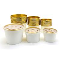 China Premium Quality Salad Paper Bowl Gold and Silver Foil Paper Bowls Food Grade Eco Friendly Paper Bowl with Lid for sale