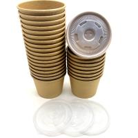 China China Factory Brilliant Quality Disposable Food Grade Takeaway Kraft Paper Soup Paper Bowl with Lid for sale