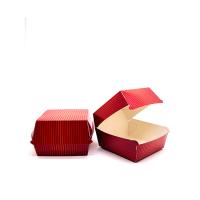 China Custom Disposable Food Grade Cardboard Kraft Paper Hamburger Box Packaging Paper Burger Box for sale