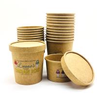 China Disposable Custom Logo Printed Kraft Paper Bowl Take Away Ice Cream Snacks Paper Tube Eco-friendly Paper Bowl for sale
