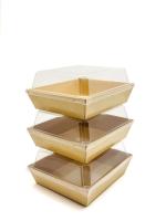 China Custom Sandwich Hamburger Rectangle Bread Hot Dog Kraft Paper Food Packaging Disposable Cake Box with clear Plastic Lid for sale