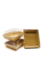 China Custom Sandwich Hamburger Rectangle Bread Hot Dog Kraft Paper Food Packaging Disposable Cake Box with clear Plastic Lid for sale