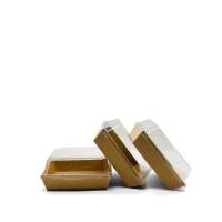 China Custom Sandwich Hamburger Rectangle Bread Hot Dog Kraft Paper Food Packaging Disposable Cake Box with clear Plastic Lid for sale