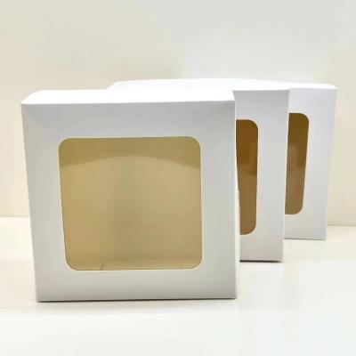China Food Grade Foldable Brown Salad Emballage Alimentaire Paper Box with clear Window Take Away Container Packaging for sale