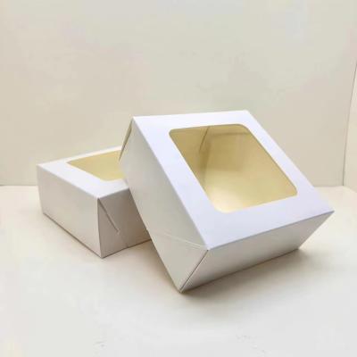 China Disposable Eco Friendly Custom Printing Food Packing Small Sushi Cake Bakery Chocolate Packaging Paper Box With Window for sale