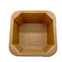 China Custom Take Away Salad Fast Food Biodegradable Kraft Custom Paper Boxes Fruit Paper Tray for sale