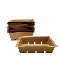 China Kraft Paper Tray Box With Holes Recycled Fruits Grocery Display Tray for sale