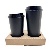 China Customized Paper Cup Holder 2 4 Coffee Paper Cup Kraft Holder Take Away Pack Tray for sale