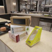China Eco-Friendly Brown Kraft Paper Takeaway Paper Box Window Food Packaging Sandwiches for sale